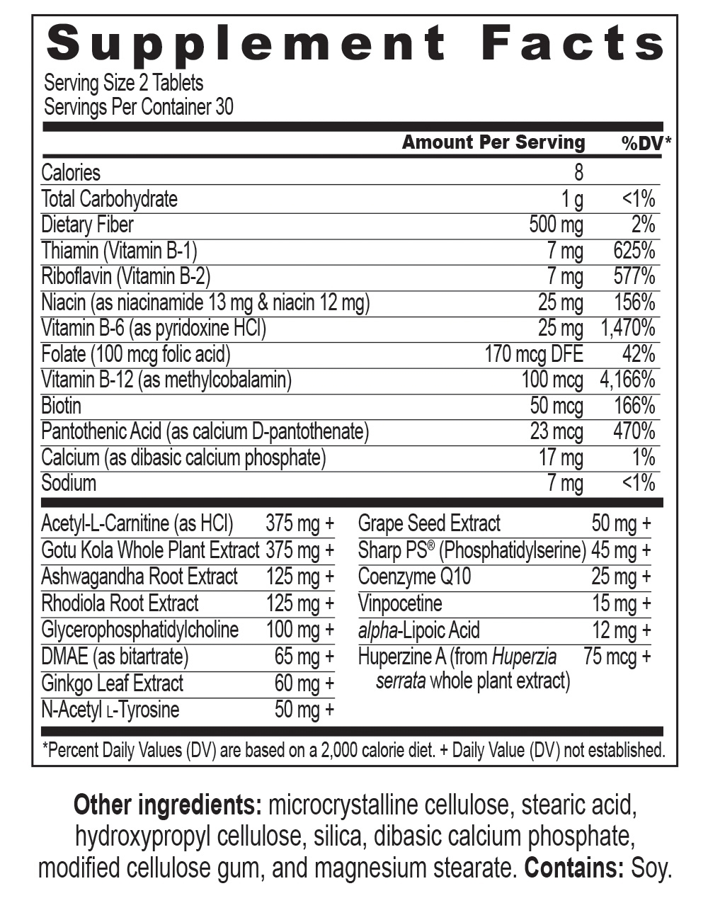 Brain nootropics with PS, ALC, Huperzine A, Alpha GPC, Vinpocetine